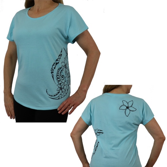 Ori Active | Tops | Triple Plumeria Hawaiian Tattoo Design Relaxed Fit ...